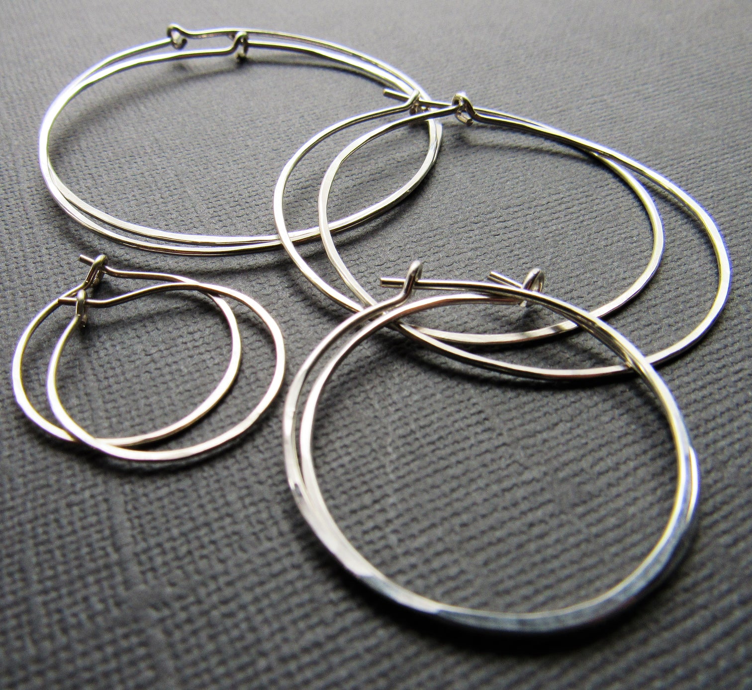 Hammered Sterling Silver Hoops - Four sizes – Balsamroot Jewelry